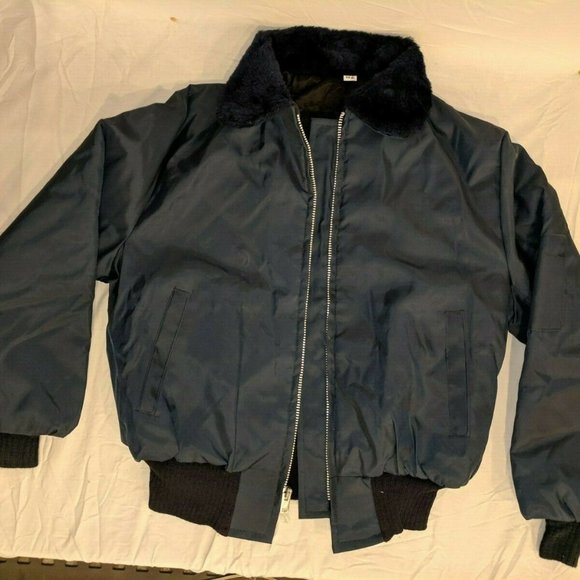 Jackets & Coats | Air Force Usaf Style Flight Jacket Navy Blue Fur ...